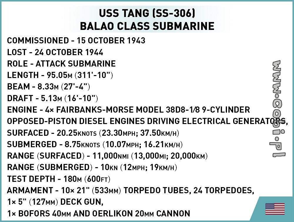 1/144 USS Tang SS-306 (790 pcs) – 105th Armoury